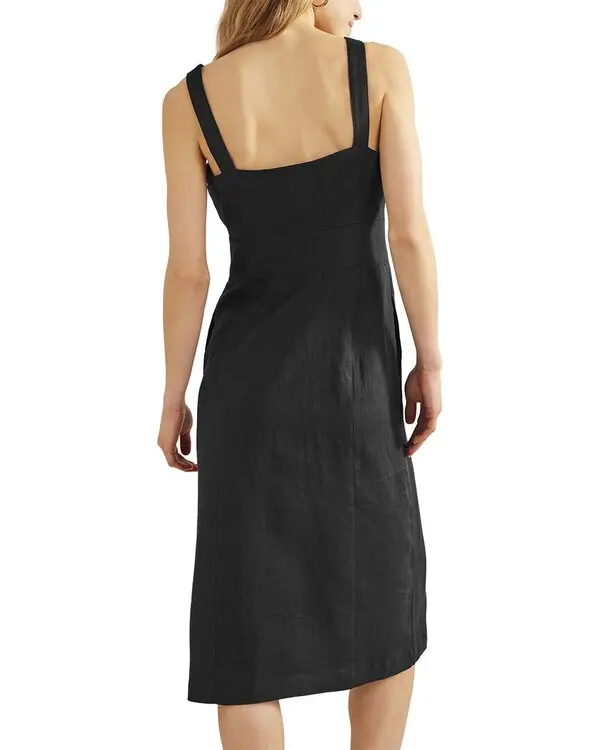 chinese dress ladies Annet Linen Blend Midi Dress-Navy main image 1