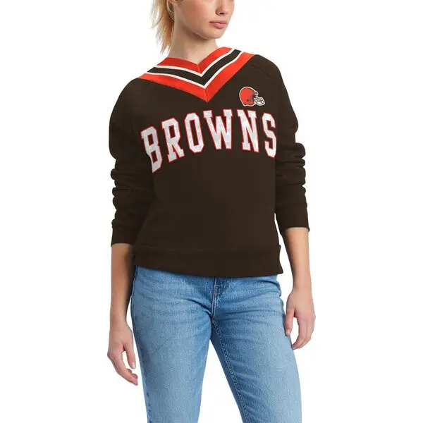 Tommy Hilfiger Cleveland Browns Heidi V-neck Pullover Sweatshirt