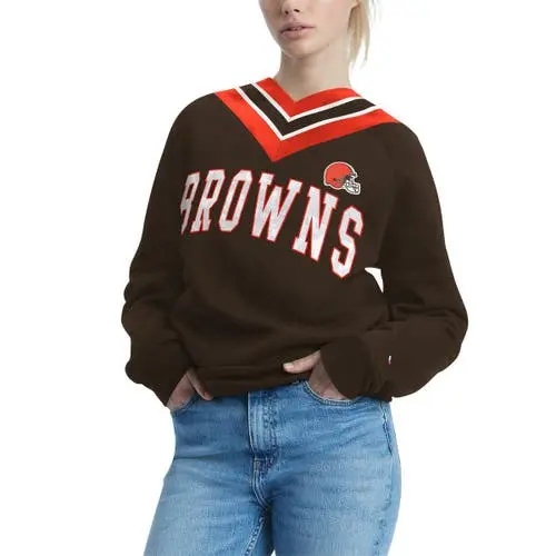 Tommy Hilfiger Cleveland Browns Heidi V-neck Pullover Sweatshirt