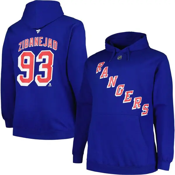 Profile Mika Zibanejad New York Rangers Big & Tall Name & Number Pullover Hoodie - Blue