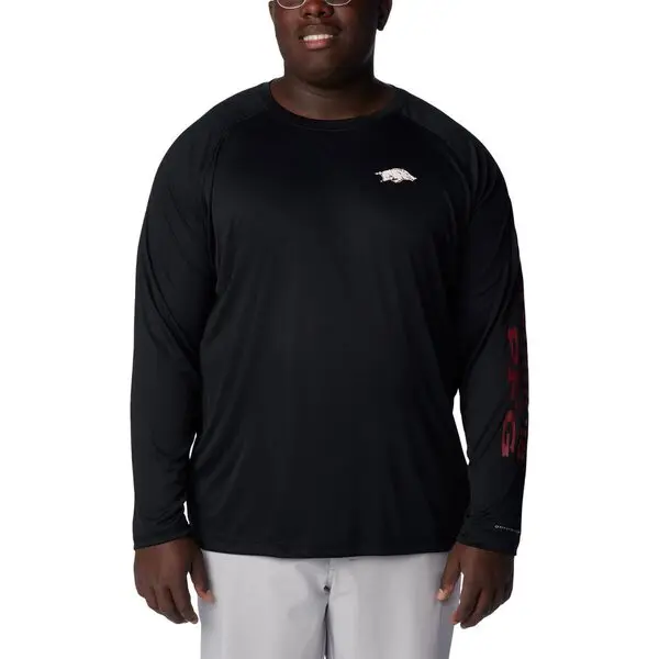Columbia Arkansas Razorbacks Big & Tall Pfg Terminal Tackle Omni-shade Raglan Long Sleeve T-shirt - Black
