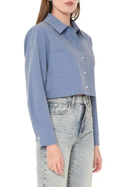 WAYF Cropped Button-up Shirt