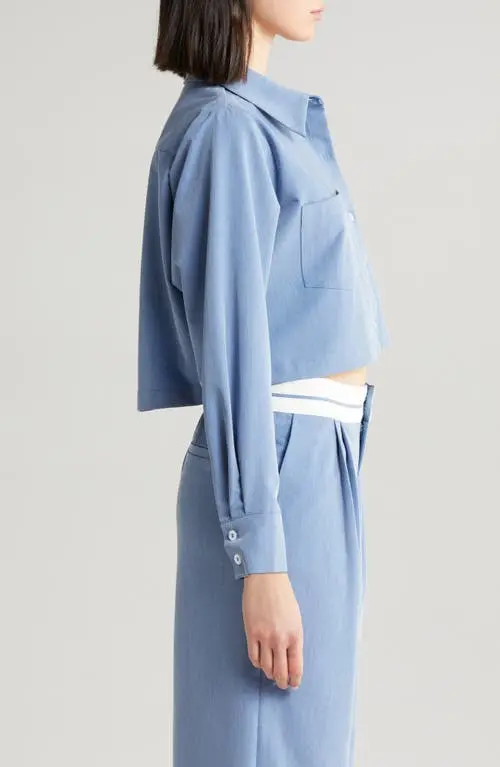 WAYF Cropped Button-up Shirt