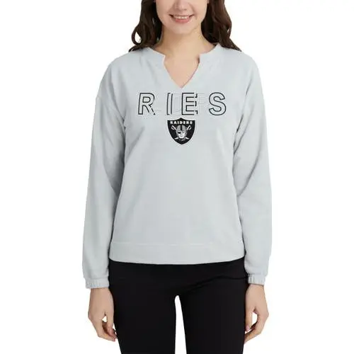 CONCEPTS SPORT Las Vegas Raiders Sunray Notch Neck Long Sleeve T-shirt - Gray