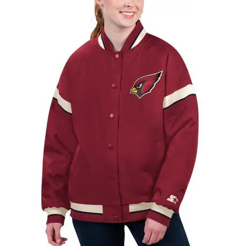 STARTER Arizona S Tournament Full-snap Varsity Jacket - Cardinal