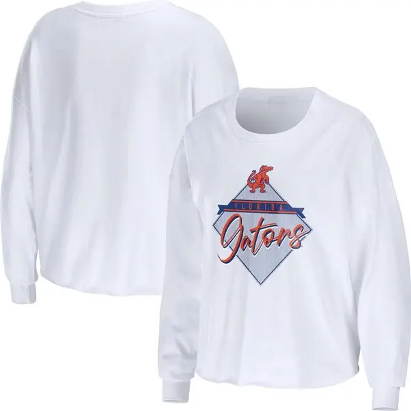 WEAR BY ERIN ANDREWS Florida Gators Diamond Long Sleeve Cropped T-shirt - White