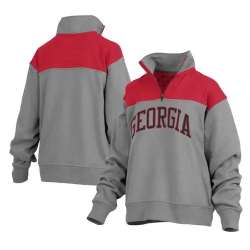 PRESSBOX Georgia Bulldogs Avon Fleece Quarter-zip Jacket - Gray