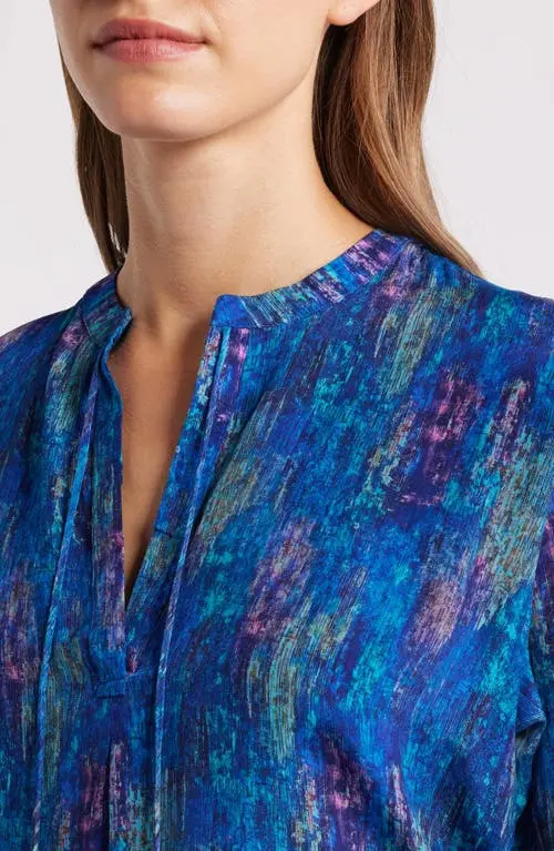APNY Tie-neck Blouse - Blue Multi