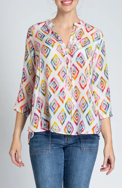 APNY Tie-neck Blouse - Pink Multi