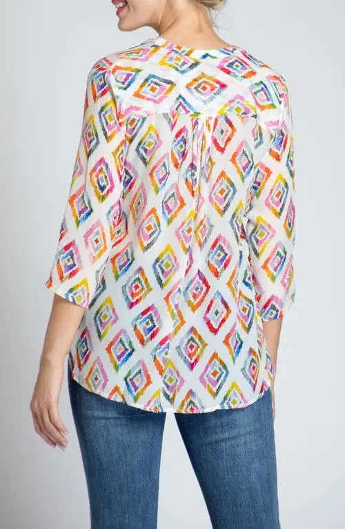 APNY Tie-neck Blouse - Pink Multi