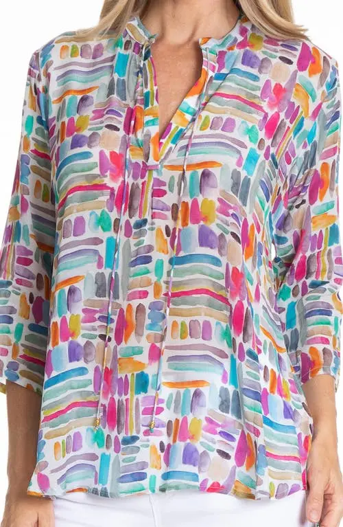 APNY Tie-neck Blouse - Pink Multi