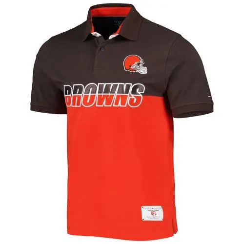 Tommy Hilfiger Brown Cleveland Browns Color Block Polo - Orange