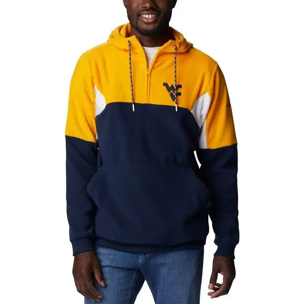 Columbia West Virginia Mountaineers Lodge Quarter-zip Hoodie - Navy