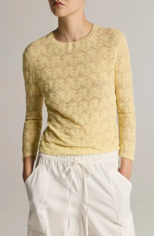 Vince Long Sleeve Cotton Lace Top - Dandelion