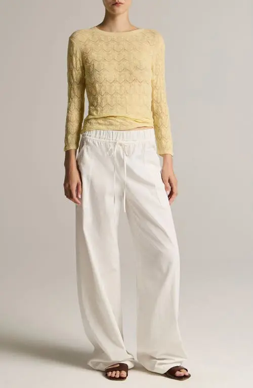 Vince Long Sleeve Cotton Lace Top - Dandelion