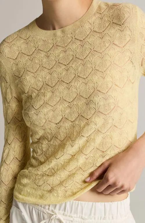 Vince Long Sleeve Cotton Lace Top - Dandelion