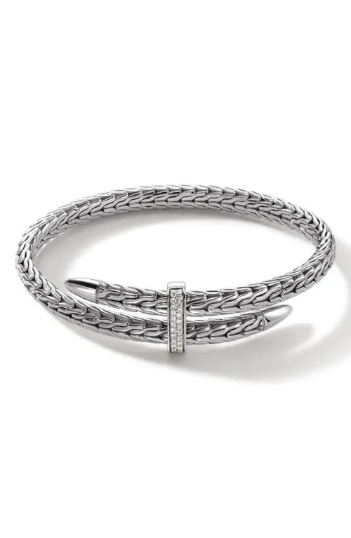 John Hardy Spear Flex Cuff With Diamonds - Sterling Silver