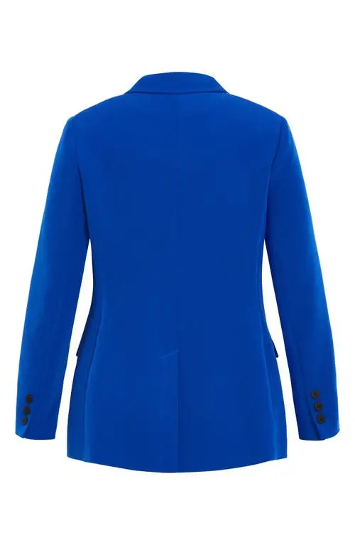 City Chic Alexis Oversized Double Breasted Blazer - Cobalt