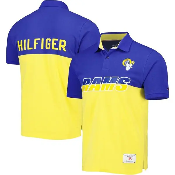 Tommy Hilfiger Royal Los Angeles Rams Color Block Polo - Gold