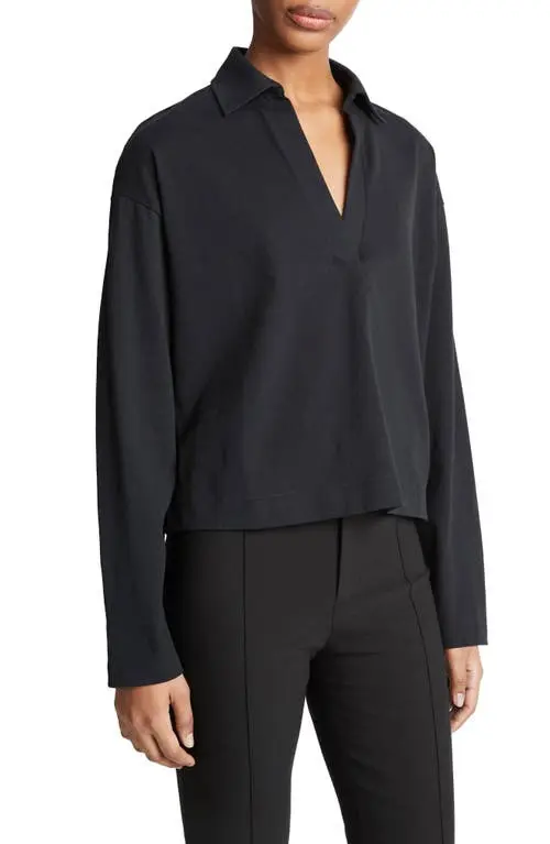 Vince Easy Long-sleeve Cotton Polo