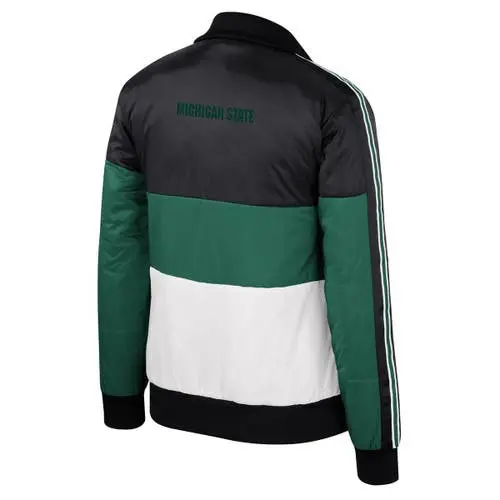 THE WILD COLLECTIVE Michigan State Spartans Color-block Puffer Jacket - Green