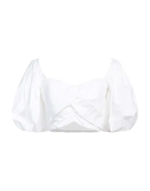 MSGM Gathered Poplin Crop Top - White