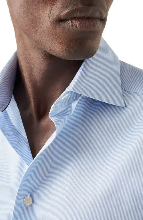 Eton Contemporary Fit Stripe Cotton Dress Shirt - Blue