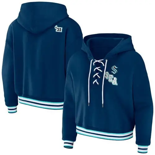 WEAR BY ERIN ANDREWS Seattle Kraken Lace-up Cropped Hoodie - Blue