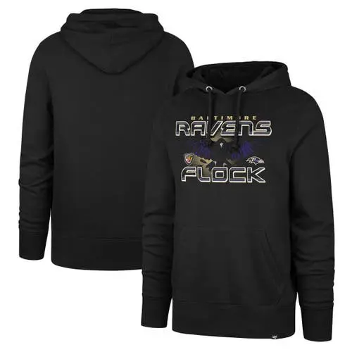 '47 Baltimore Ravens Ravens Flock Regional Headline Pullover Hoodie - Black