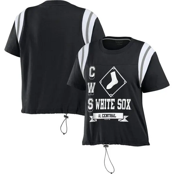 WEAR BY ERIN ANDREWS Chicago White Sox Cinched Colorblock T-shirt - Black