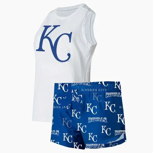 CONCEPTS SPORT Royal Kansas City Royals Tank Top & Shorts Sleep Set - White