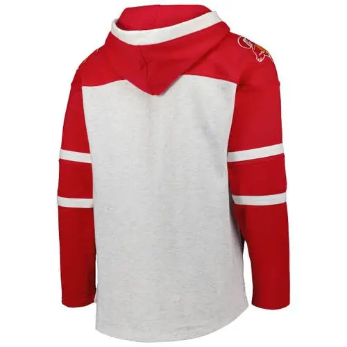 '47 Tampa Bay Buccaneers Heather Historic Logo Gridiron Lace-up Pullover Hoodie By - Gray