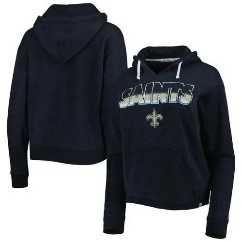 '47 New Orleans Saints Kennedy Notch Neck Pullover Hoodie - Black