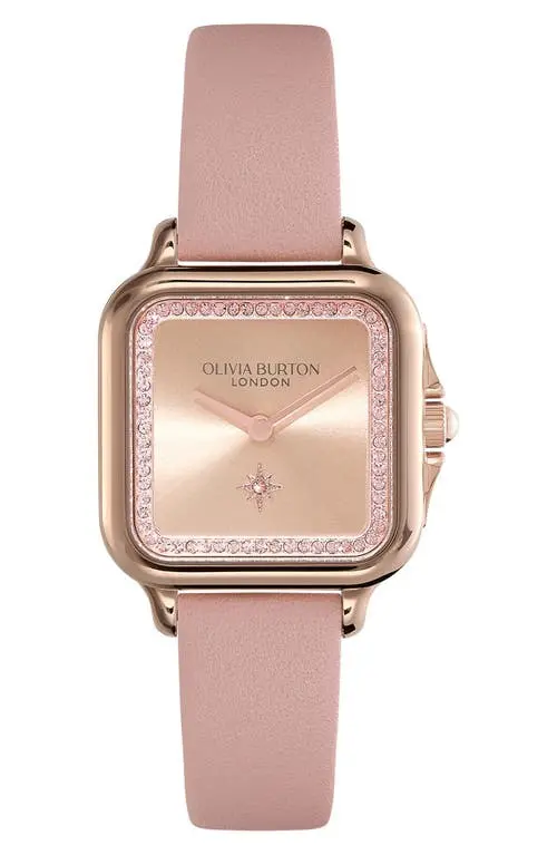 OLIVIA BURTON Grosvenor Leather Strap Watch - Rose