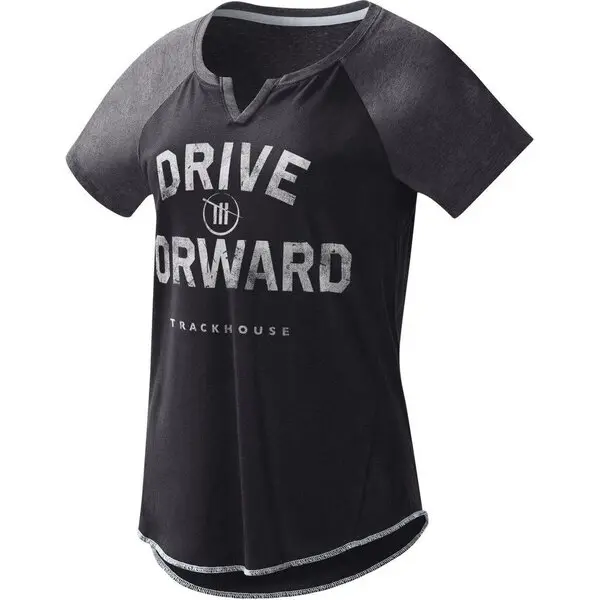 G-III 4HER BY CARL BANKS Trackhouse Racing Grand Slam Tri-blend Notch V-neck T-shirt - Black