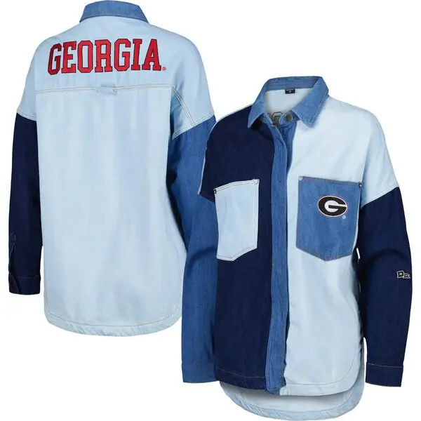HYPE AND VICE Georgia Bulldogs Multi-hit Hometown Full-snap Jacket - Denim