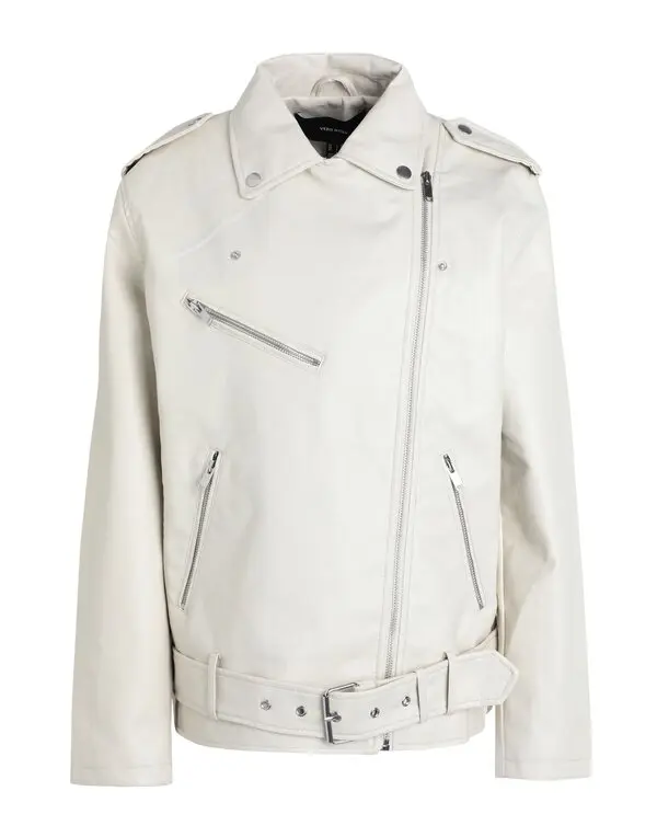 Vero Moda Coated Biker Jacket With Belt - White
