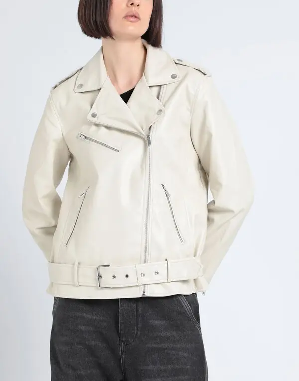 Vero Moda Coated Biker Jacket With Belt - White