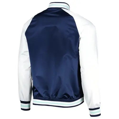 Mitchell & Ness Deep Sea Blue/white Seattle Kraken Primetime Raglan Satin Full-snap Jacket