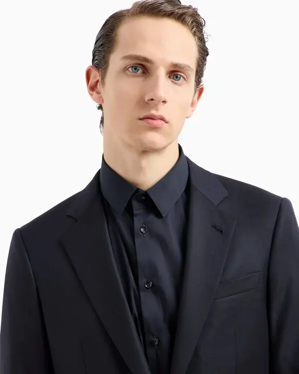 Giorgio Armani Manhattan Line Virgin-wool Single-breasted Suit - Blue