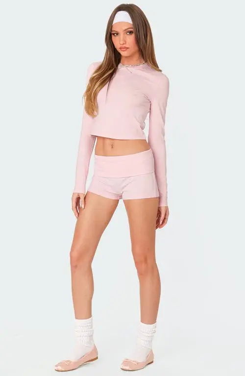 EDIKTED Meg Foldover Shorts - Pink
