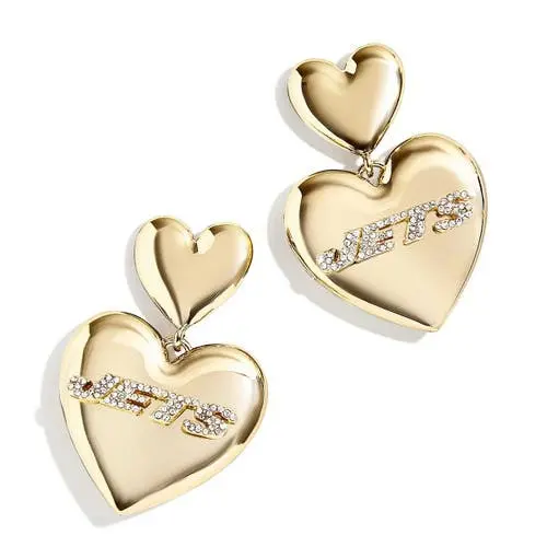 WEAR BY ERIN ANDREWS New York Jets Heart Statement Drop Earrings - Gold