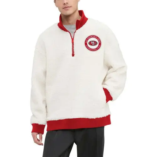 Tommy Hilfiger San Francisco 49ers Jordan Sherpa Quarter-zip Sweatshirt - Cream
