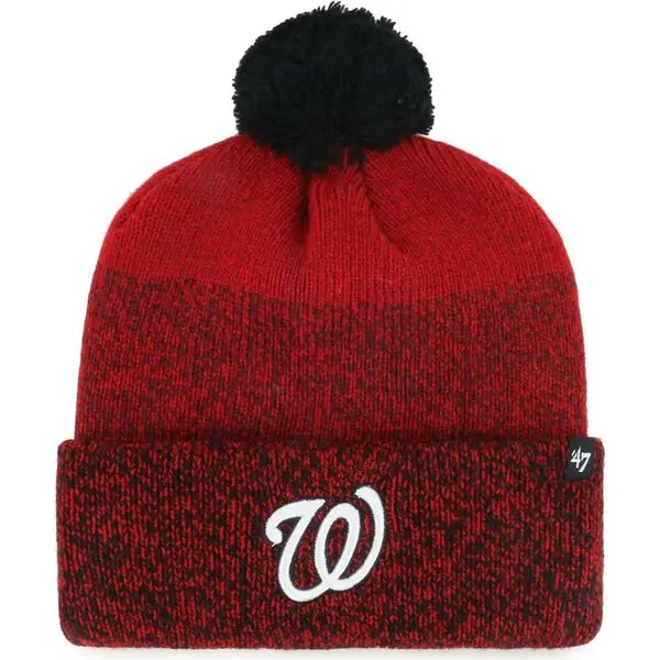 '47 Washington Nationals Darkfreeze Cuffed Knit Hat With Pom - Red