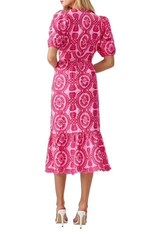 luisa embroidered midi dress Embroidered Tulle Midi Dress 38