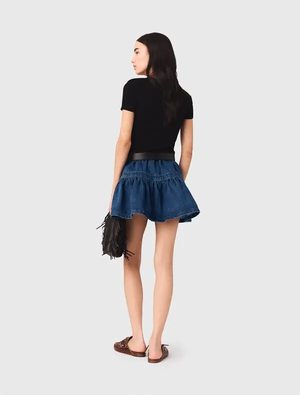 Maje Ribbed Stretch Knit Top With Sweetheart Neckline - Black