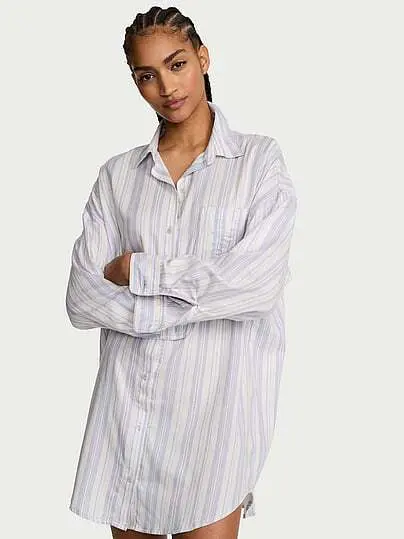 Victoria's Secret Modal-cotton Button-front Sleepshirt - Print