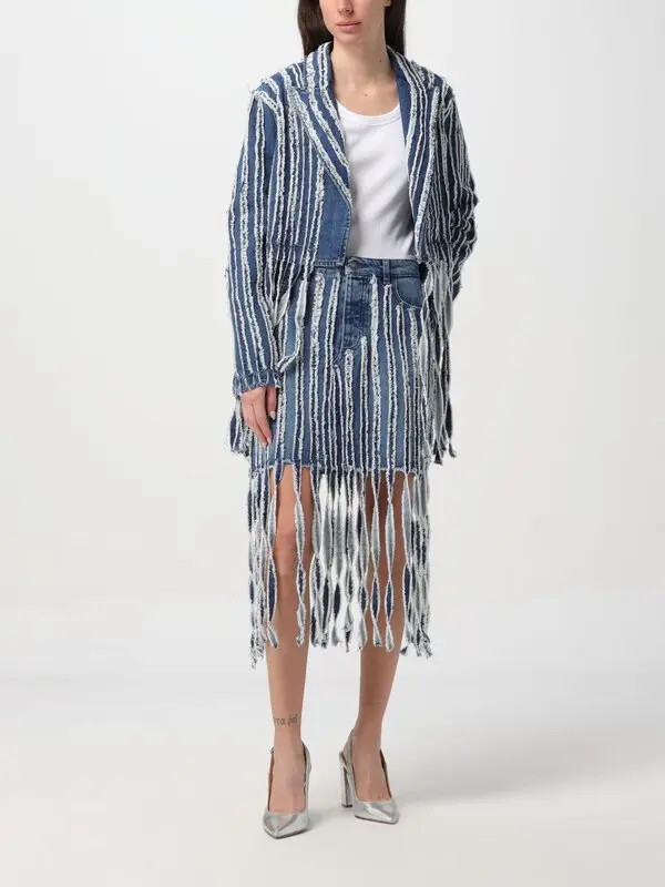 TWINSET Distressed Jacket With Fringe Detail