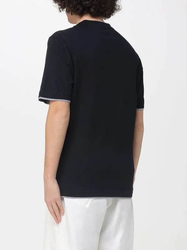 Brunello Cucinelli Crewneck Cotton T-shirt With Contrast Trims - Black