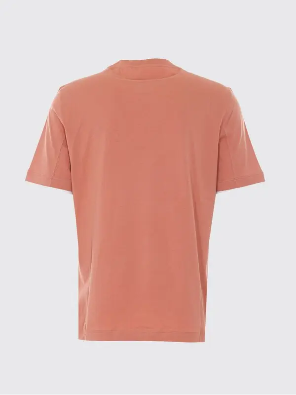 Brunello Cucinelli Crewneck Cotton T-shirt With Contrast Trims - Orange